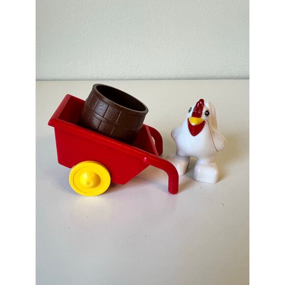 Lego | Toys | Lego Chicken Brown Barrel And Red Yellow Wheelbarrow ...